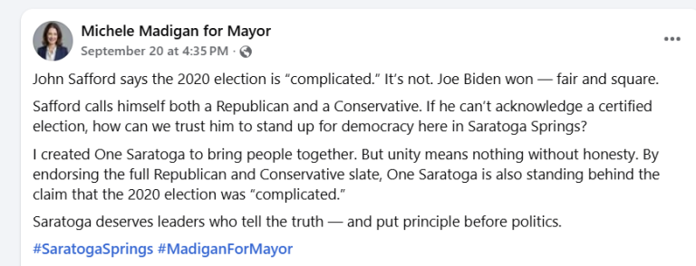 The Corrosive Politics of Michele Madigan and Joe Seeman - Saratoga ...